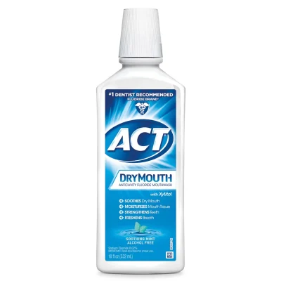 ACT Dry Mouth Anticavity Fluoride Mouthwash with Xylitol, Soothing Mint ...
